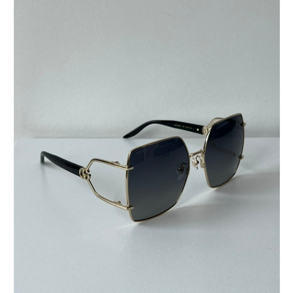 Gucci | Accessories | New Gucci Gg564sa Oversized Grey Gold Sunglasses ...